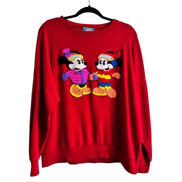 Disney | Sweaters | Vintage Comic Relief Large Red Mickey Mouse Minnie ...